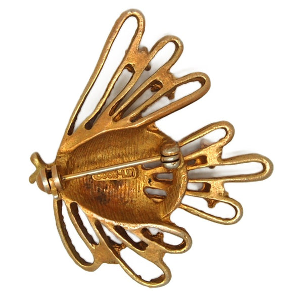 LJM Laurentian Ruby Enamel Wire Finned Vintage Figural Pin Brooch ...