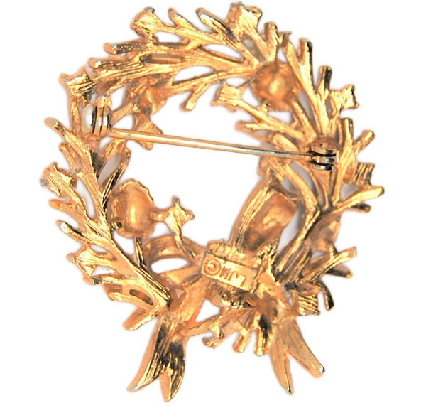 LJM Christmas Holiday Wreath Vintage Figural Brooch – Mink Road Vintage ...