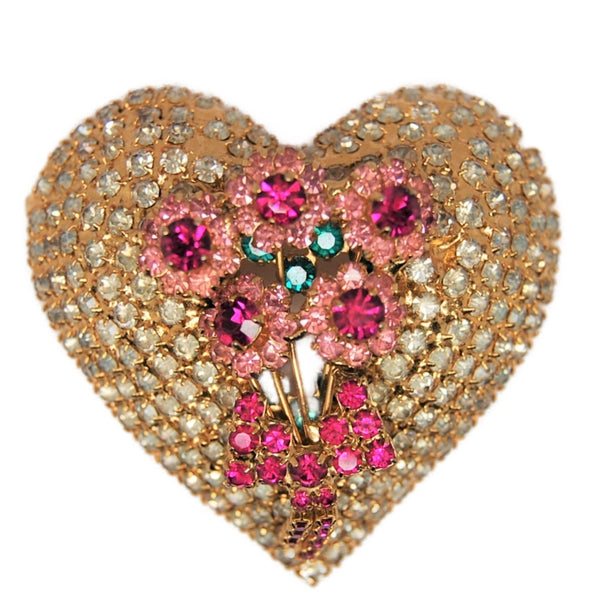 Bauer Valentine Heart Rose Pin Brooch – Mink Road Vintage Jewelry ...