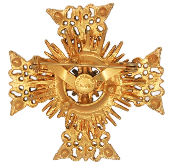 Accessocraft Maltese Cross Ruby Heart Vintage Figural Costume Brooch ...