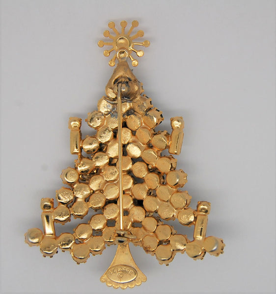St Labre Green Rhinestone Tree Pin Brooch – Mink Road Vintage Jewelry ...