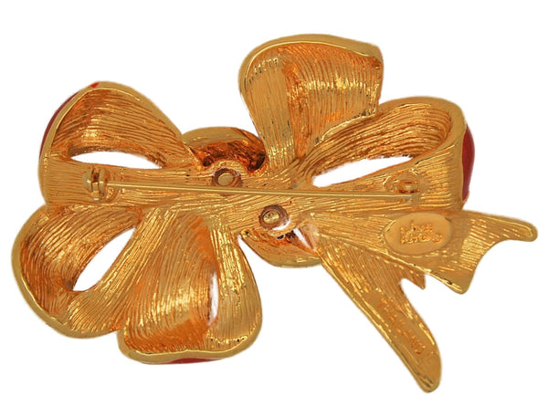 Joan Rivers American Flag Bow Large Patriotic Enamel Figural Pin Brooc ...