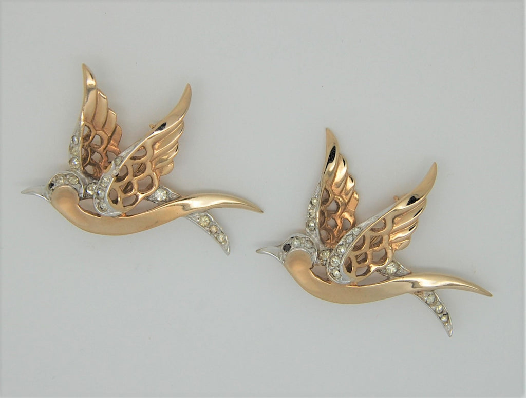 Boucher Birds in Flight Swallows Vintage Figural Pin Brooch Set – Mink ...
