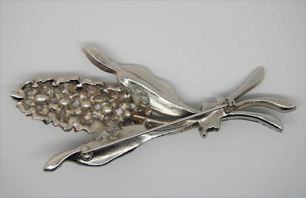 Coro Hyacinth Floral Enamel Rhinestones Large Vintage Figural Pin Broo ...