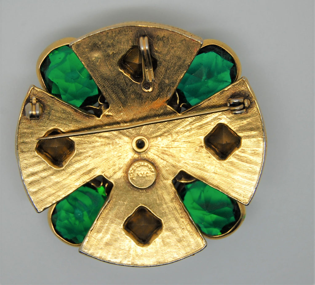 Accessocraft Gorgeous Sparkling Emerald Stones Vintage Costume Pin Bro ...