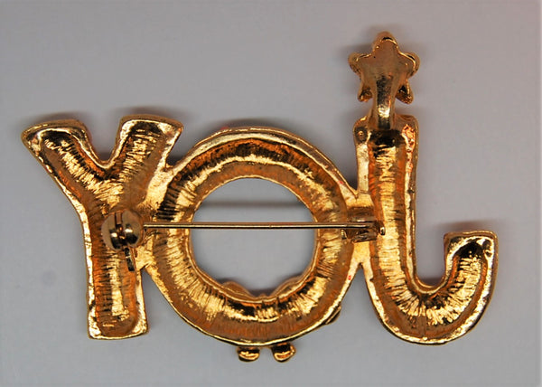 Joy Candy Cane Wreath Enamel Christmas Message Figural Pin Brooch - 19 ...