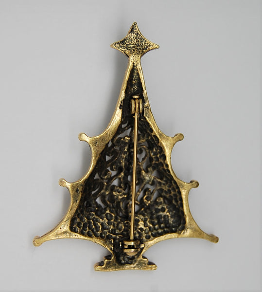 AB Bronze Spiky Christmas Tree Vintage Figural Pin Brooch – Mink Road ...