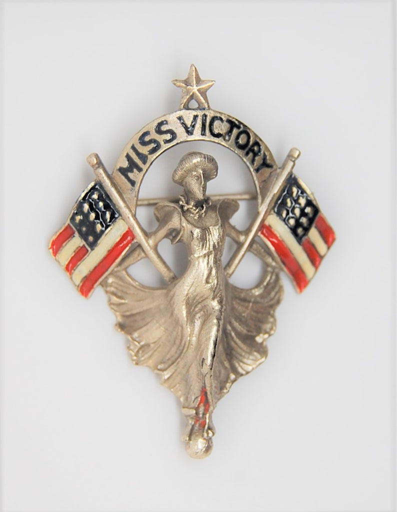 Miss Victory Lady Liberty WW2 Sterling Patriotic Figural Pin Brooch RA ...