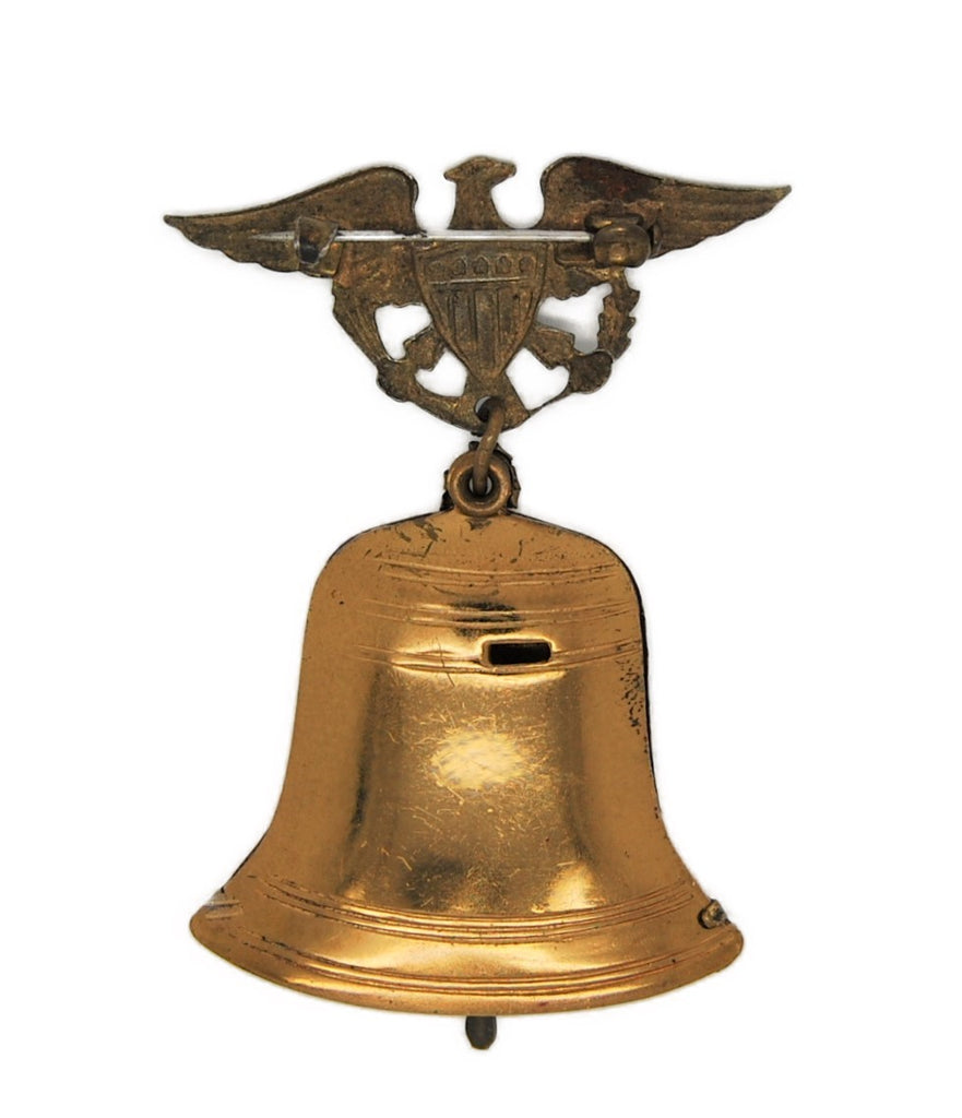 American Let Freedom Ring Bell WW2 Patriotic Eagle Vintage Figural Bro ...