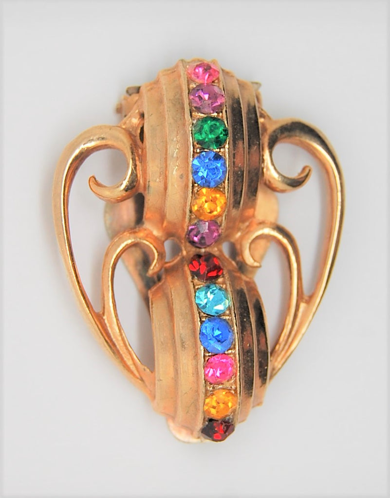 Glass Works Double Decollete Dress Clip Vintage Figural Pin Brooch ...