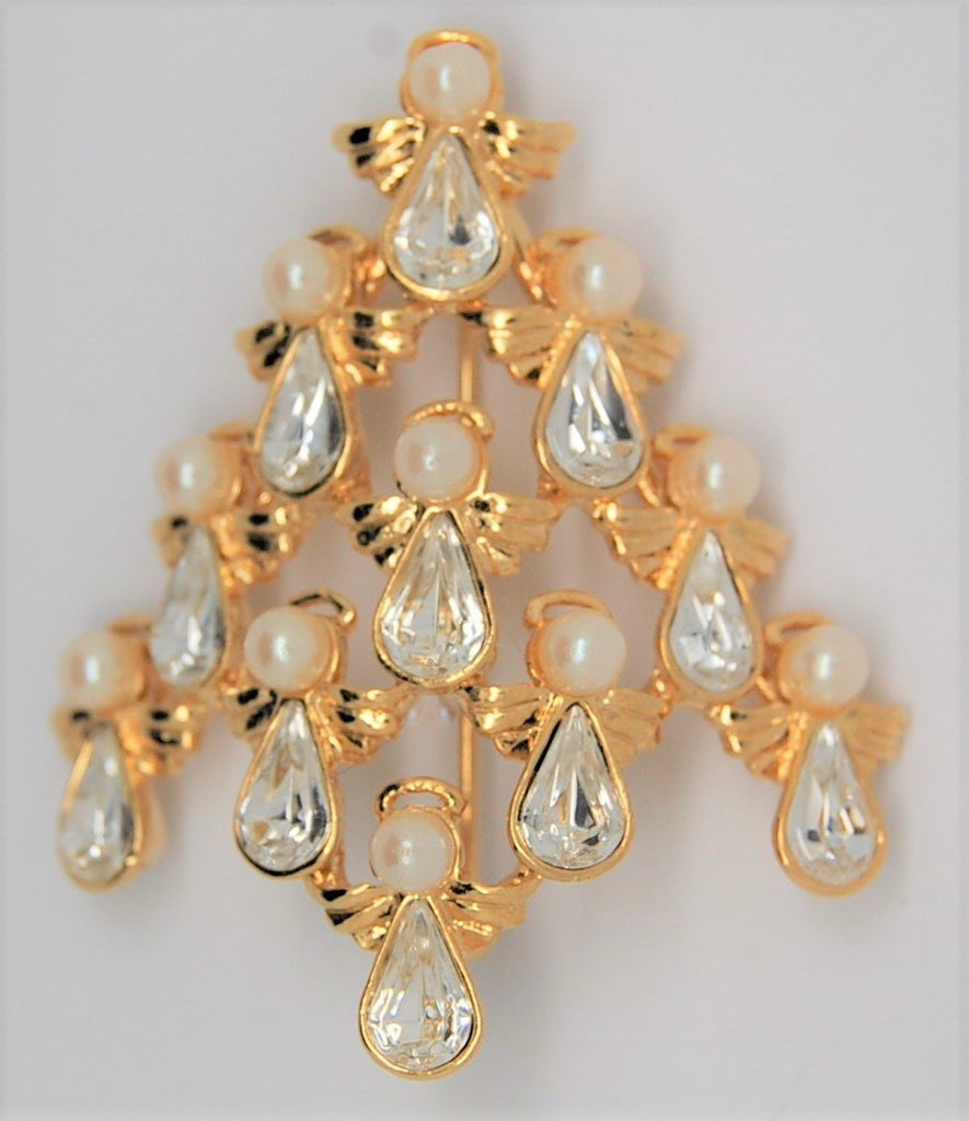 Avon Angel Christmas NR Guardian Pearl Holiday Tree Figural Brooch ...