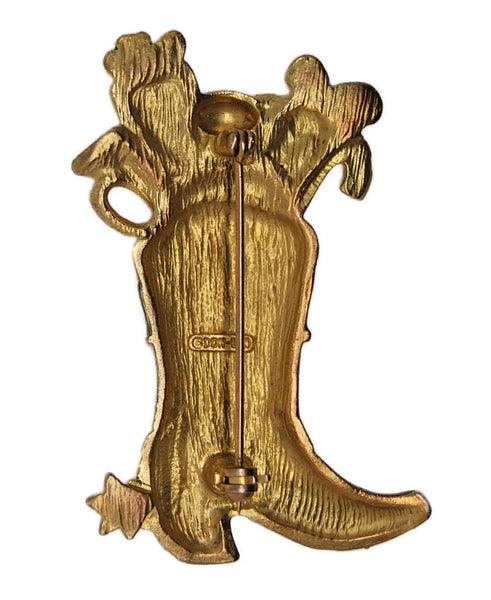 Don Lin Christmas Cowboy Enamel Boot Pin Brooch – Mink Road Vintage ...
