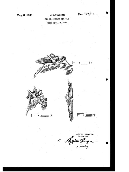 Boucher Locust Grasshopper RESTRIKE 1970s Vintage Figural Pin Brooch ...