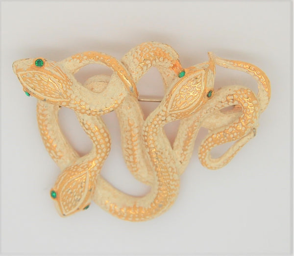 Mandle Triple Gold Tone Snakes Vintage Costume Figural Pin Brooch ...